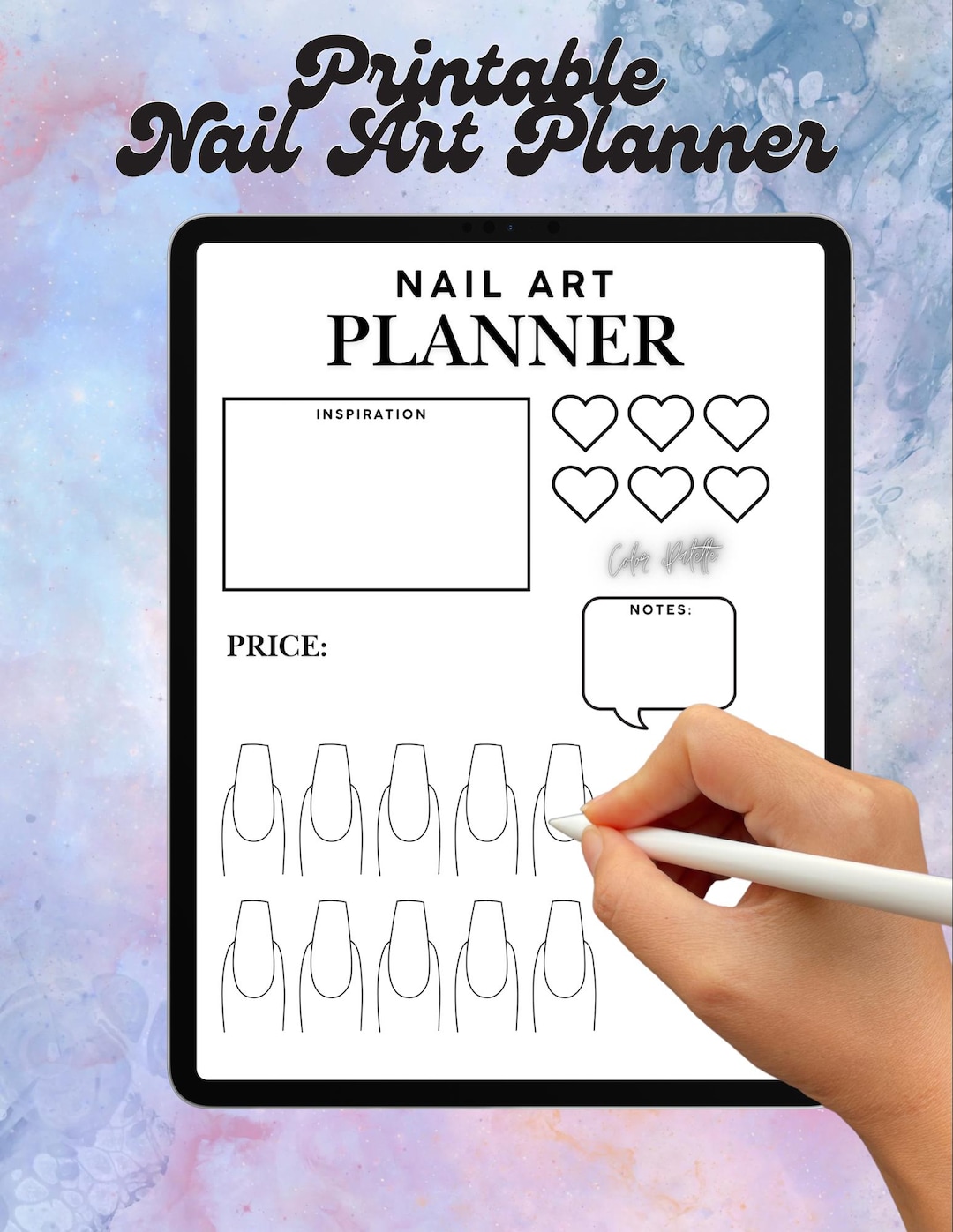 Nail Art Planner Template: Coffin & Stiletto Designs (PDF) - Etsy