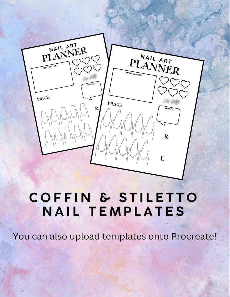 Nail Art Planner Template, Press on Nail Art Template, Printable Nail ...