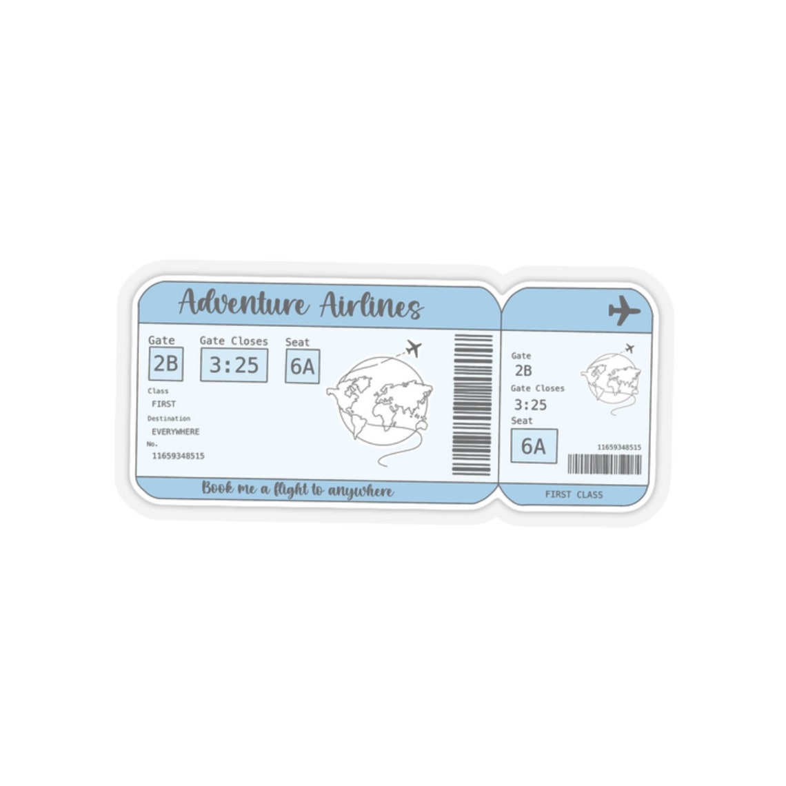 Adventure Airlines Ticket Kiss-cut Sticker - Etsy