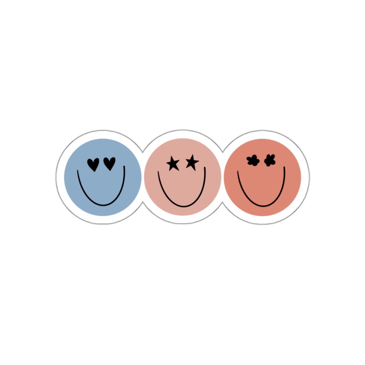 Pastel Colored Three Smiles Kiss-cut Sticker - Etsy