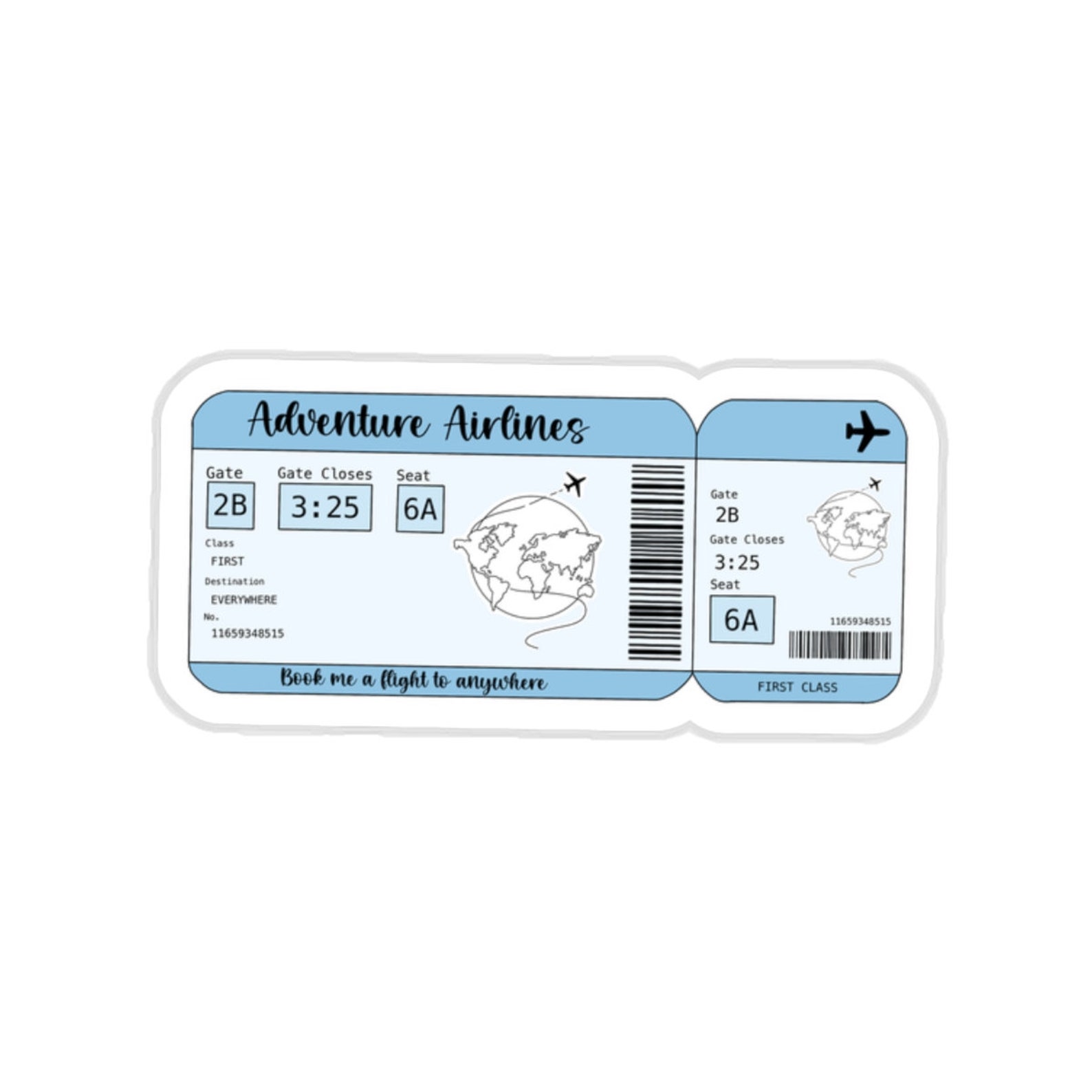 Adventure Airlines Ticket Kiss-cut Sticker - Etsy
