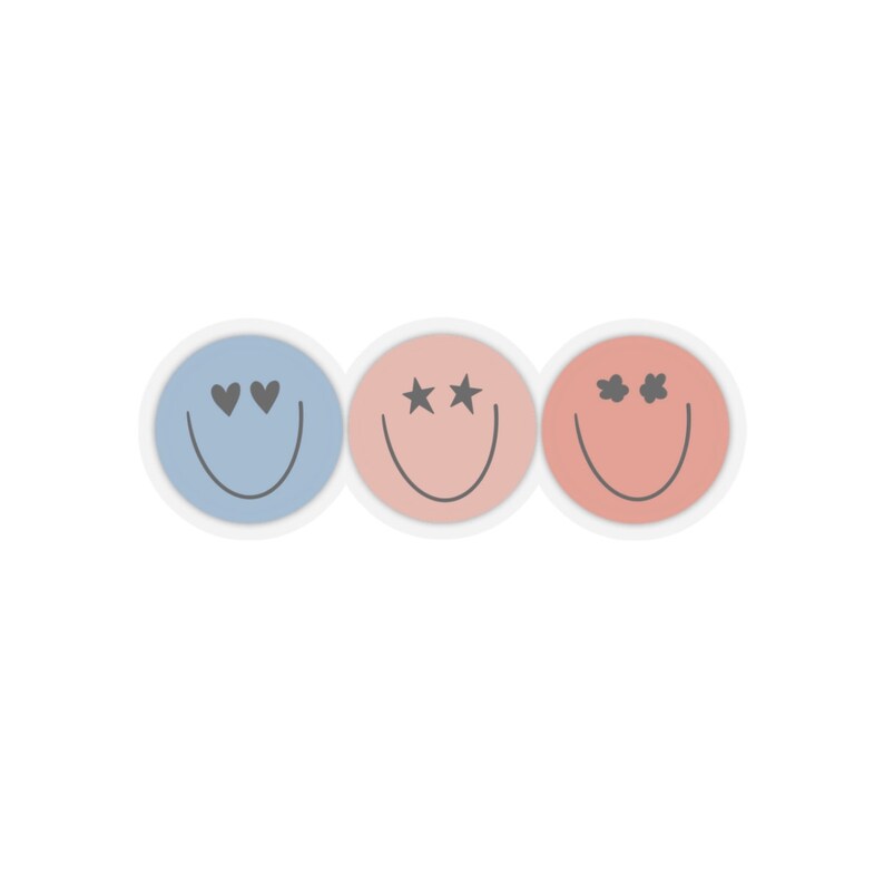 Pastel Colored Three Smiles Kiss-cut Sticker - Etsy