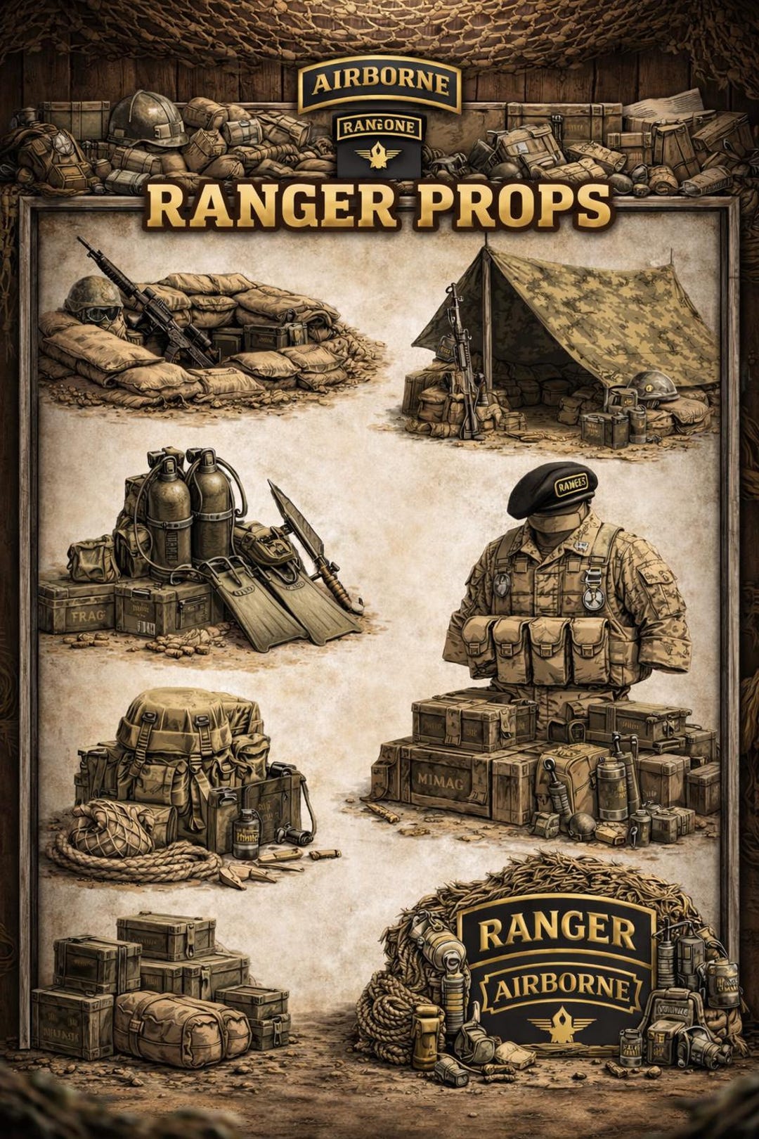 Chibi Army Ranger Props Clipart - Etsy