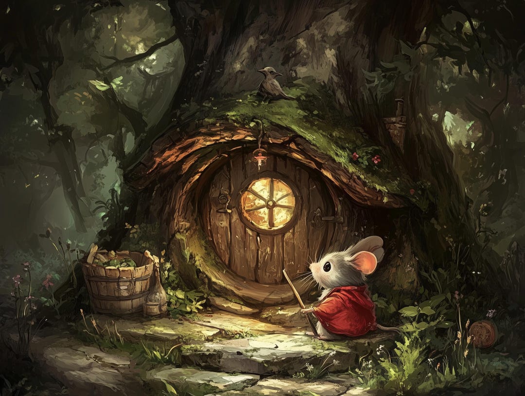 Cute Animated Mouse Living Under a Tree Ll AI Wall Art - Etsy