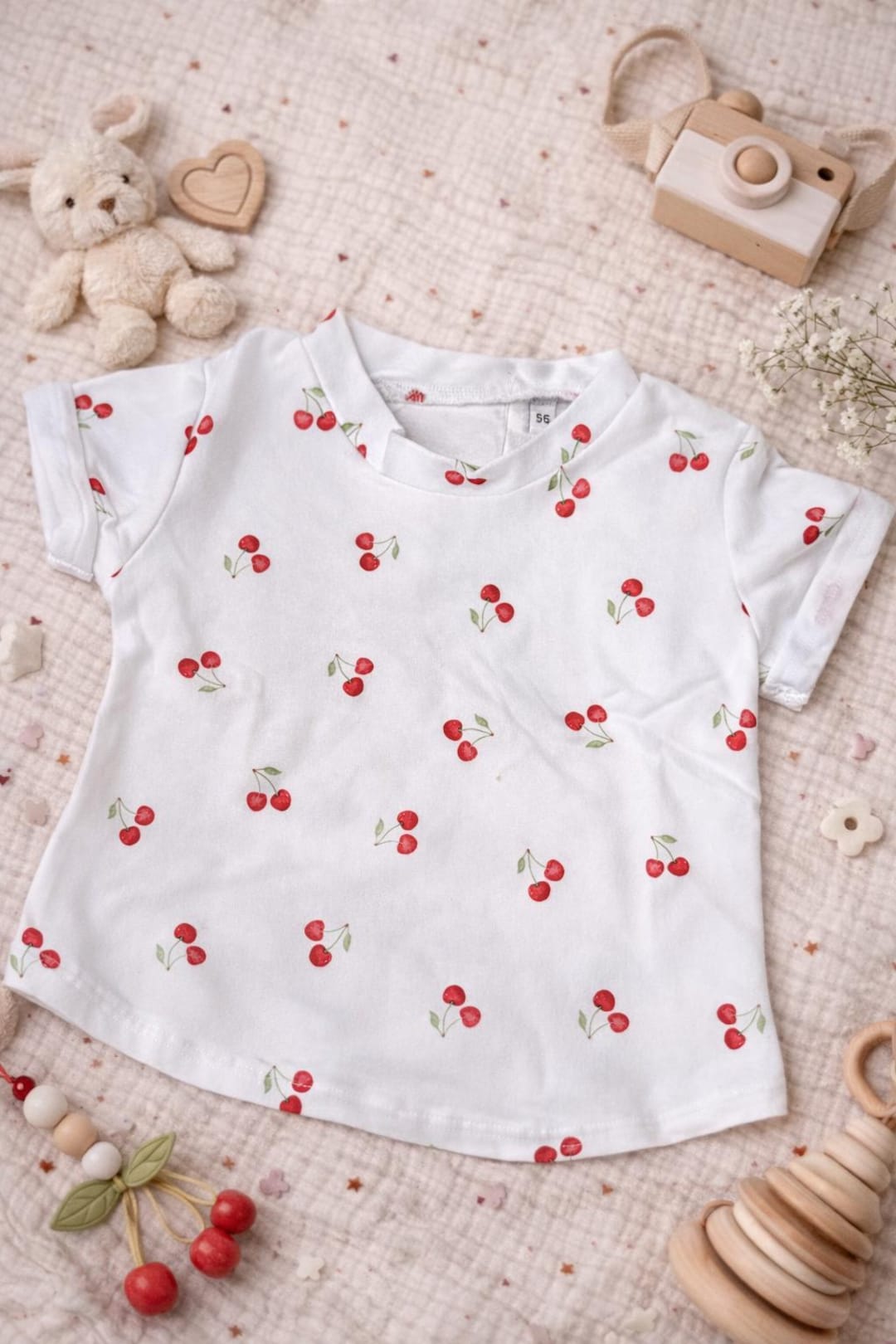 Baby Shirt 56,98| Handmade T-Shirt Kirsche Print | Sommer Baby Kleidung ...