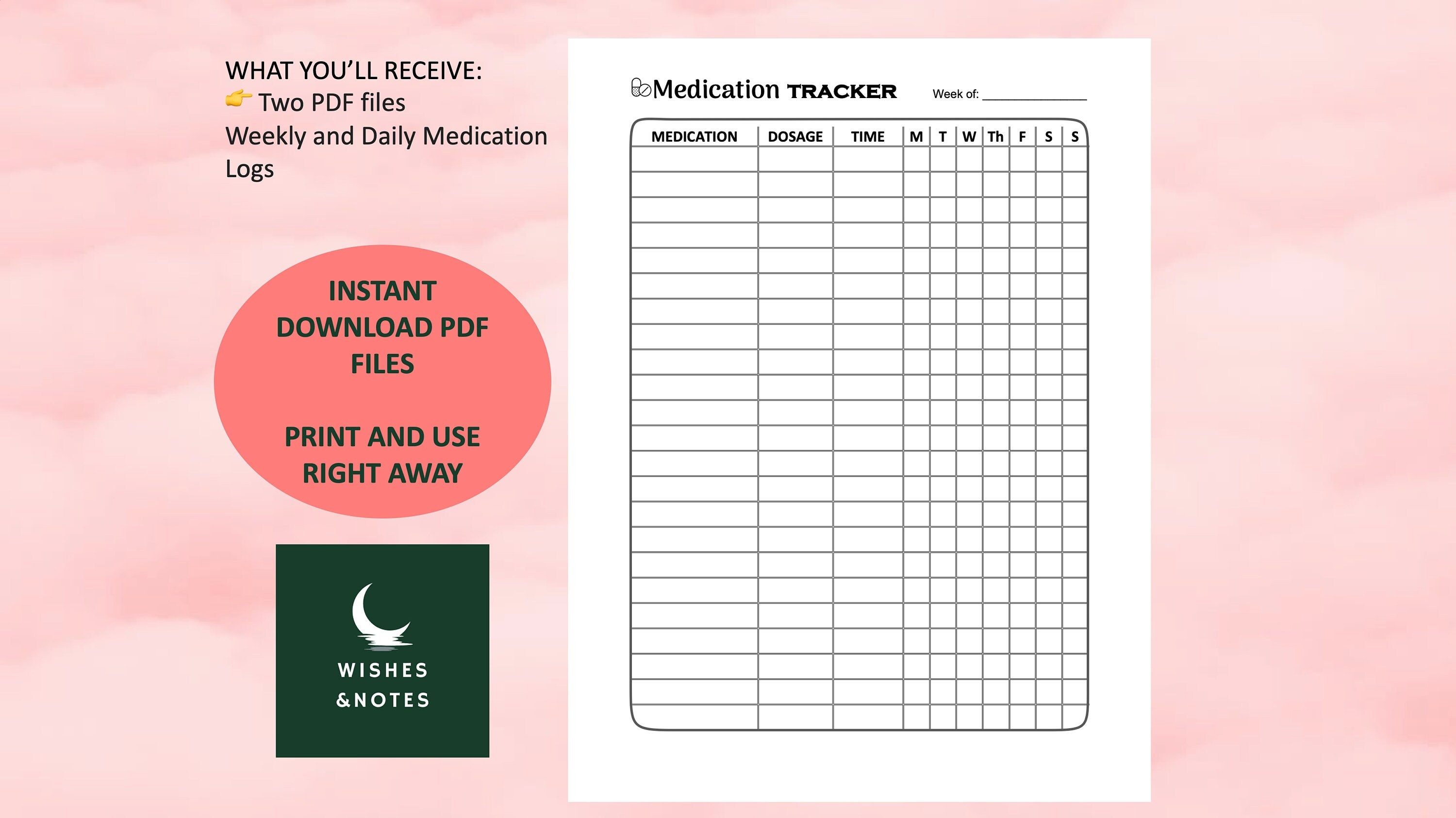 Medication Log Printable Medication Tracker Medication Chart Daily ...