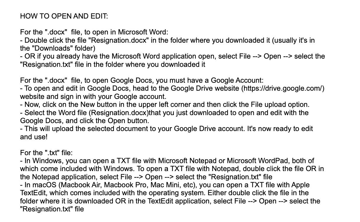 Resignation Letter Template, 2 Weeks Notice, Resignation Letter ...
