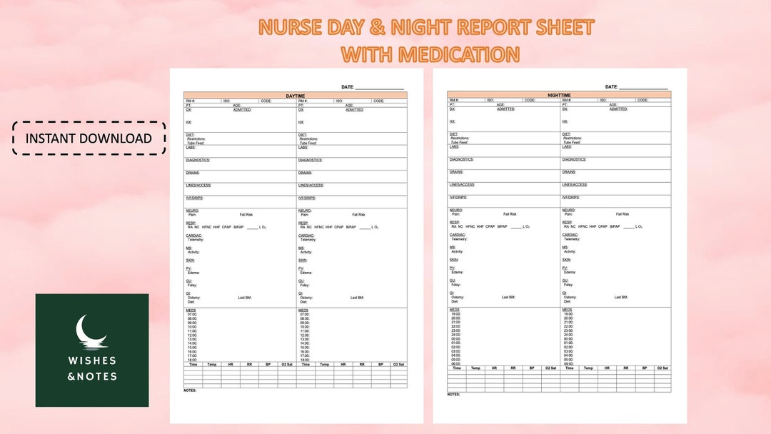 Nurse Brain Sheet Medication, Nurse Brain Sheet, Nurse 2 Patient Report ...