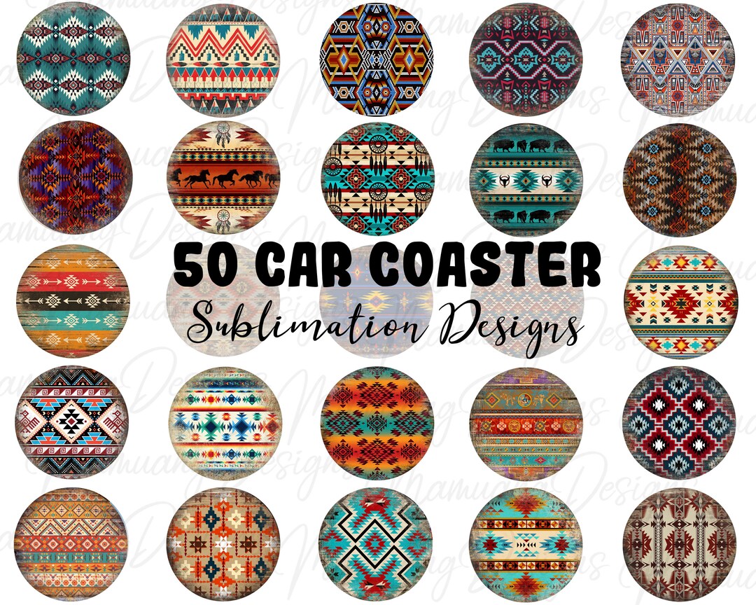 Car Coaster, Western Aztec Bundle, Sublimation Design, Printable ...