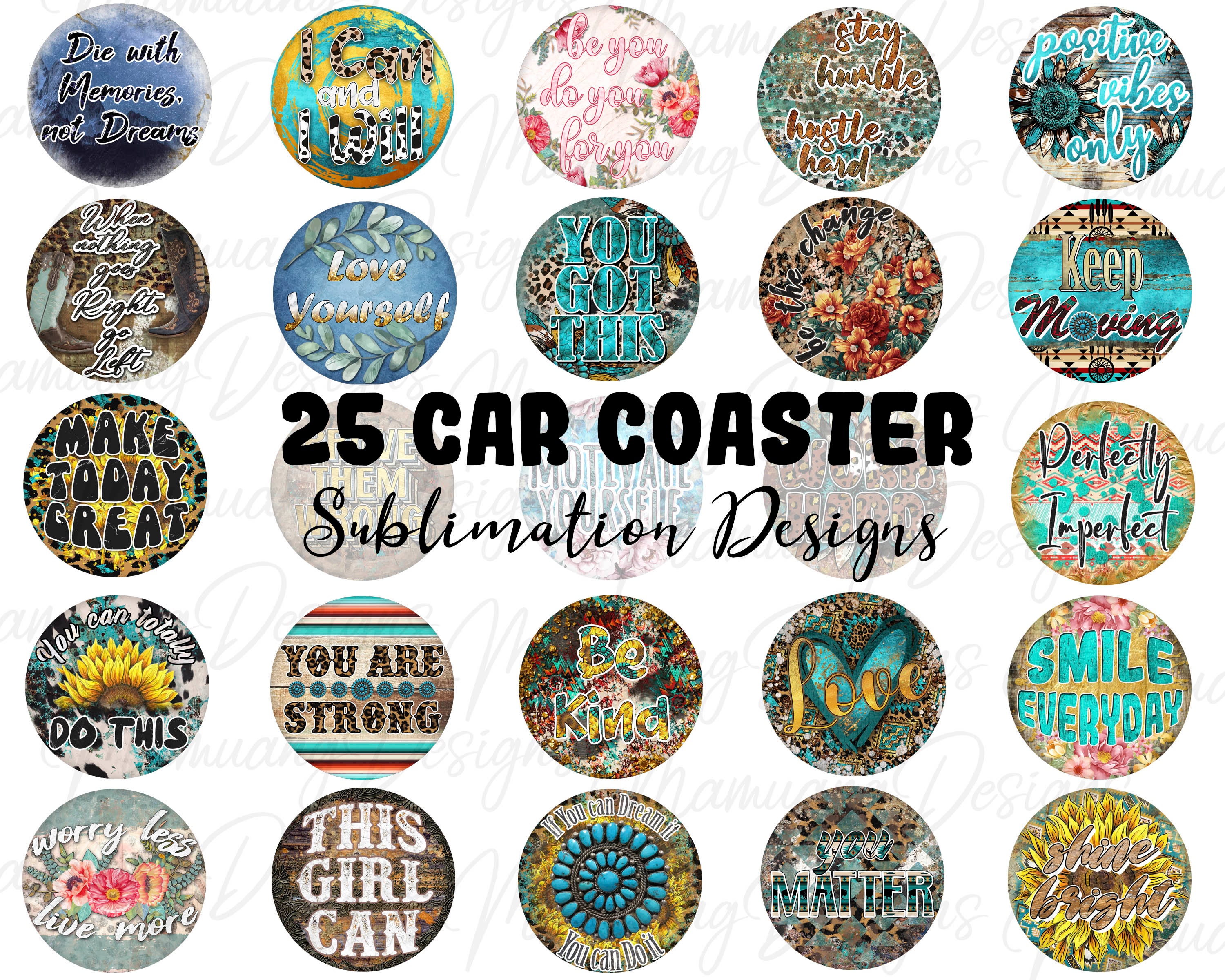 Car Coaster, Motivational Bundle, Sublimation Design, Printable Digital ...