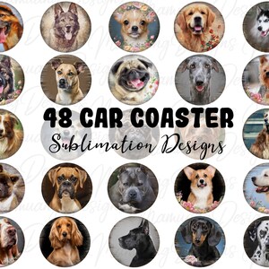 Car Coaster, Dog Pet Bundle, Sublimation Design, Printable Digital ...