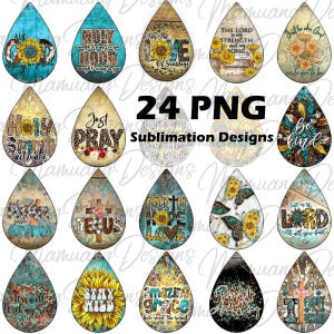 Christian Lord Teardrop Earrings Bundle, Sublimation Design Printable ...