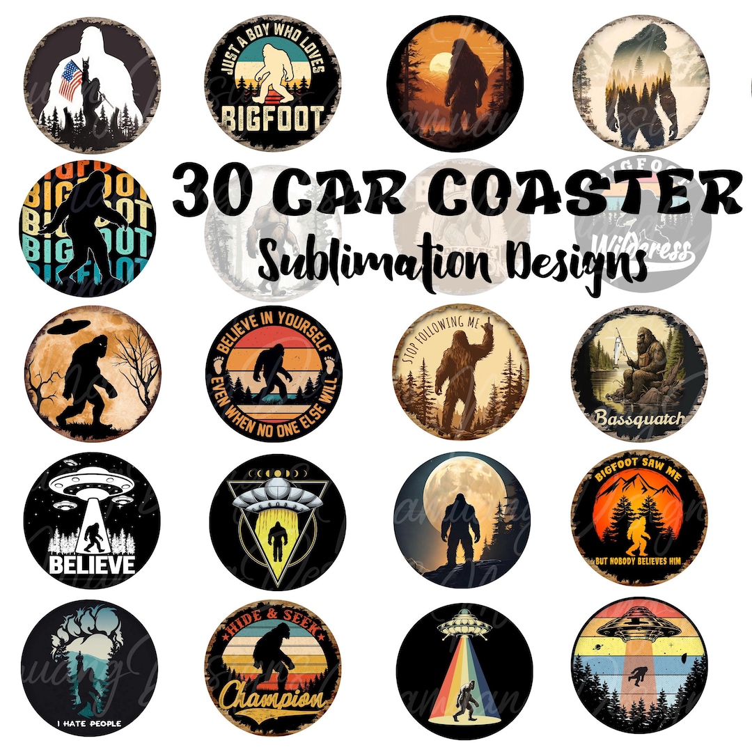 Car Coaster, Bigfoot Sasquatch Bundle, Sublimation Design, Printable ...