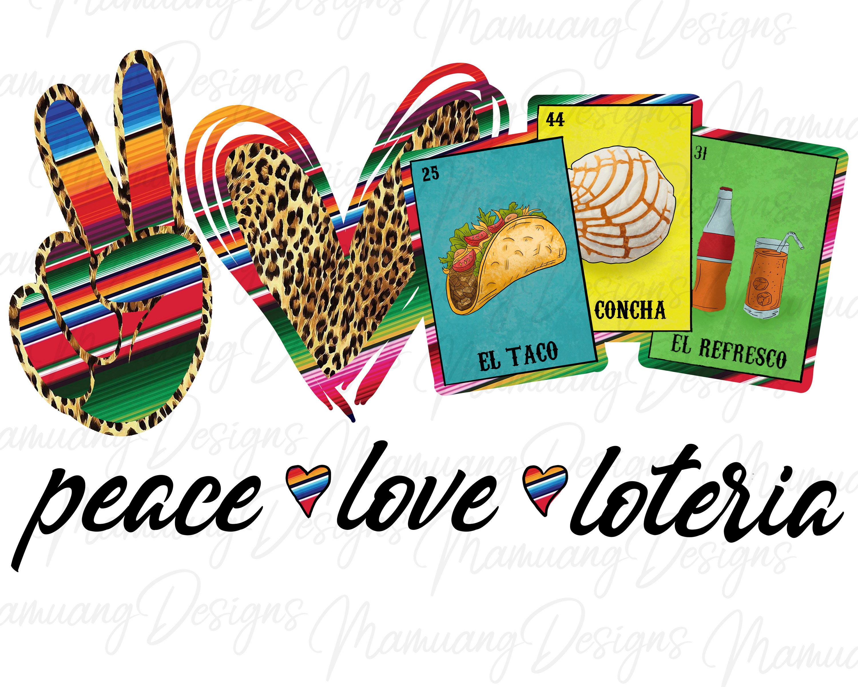 Peace Love Loteria, Mexican Sublimation Design, Printable Digital ...