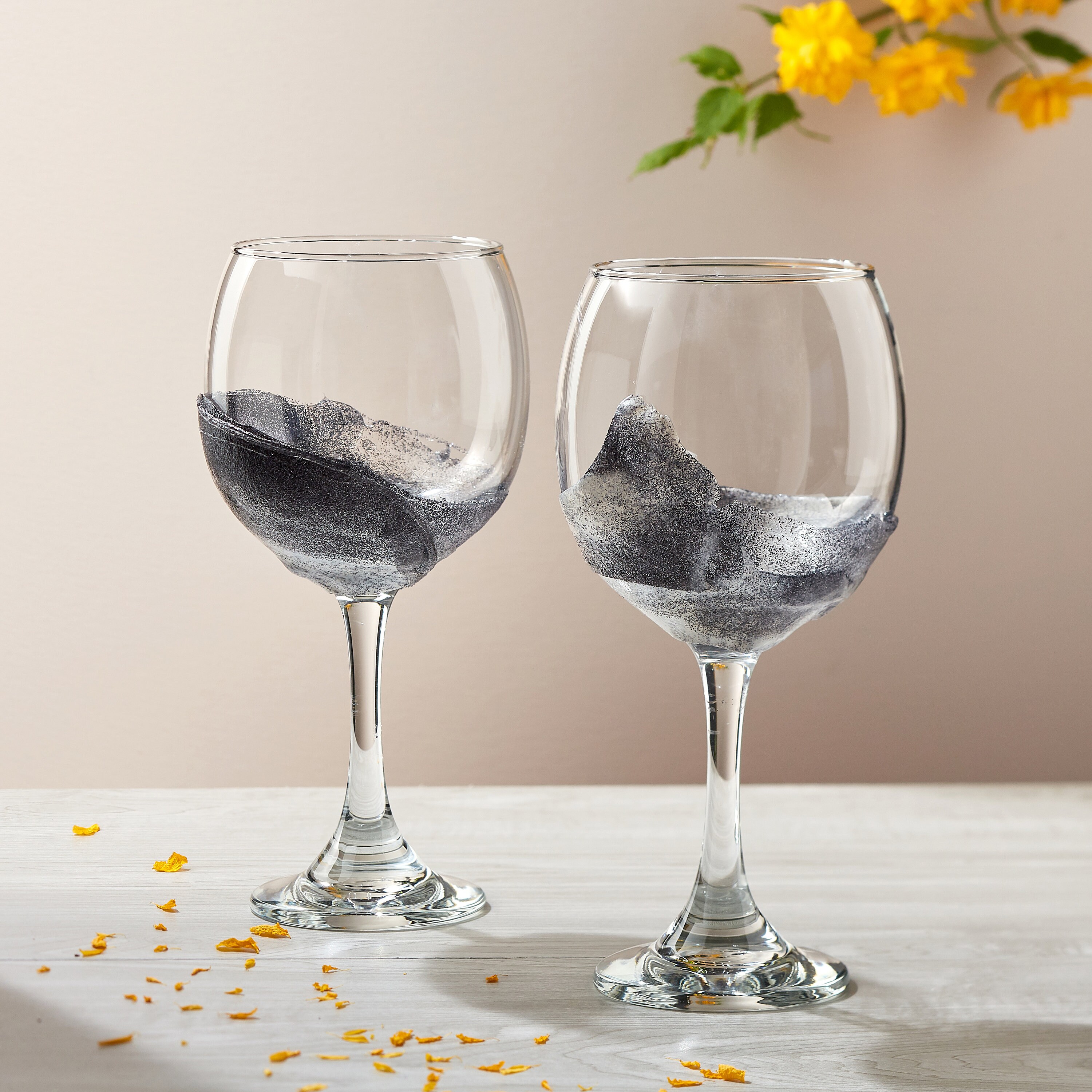 Black and White Wine Glasses - Etsy