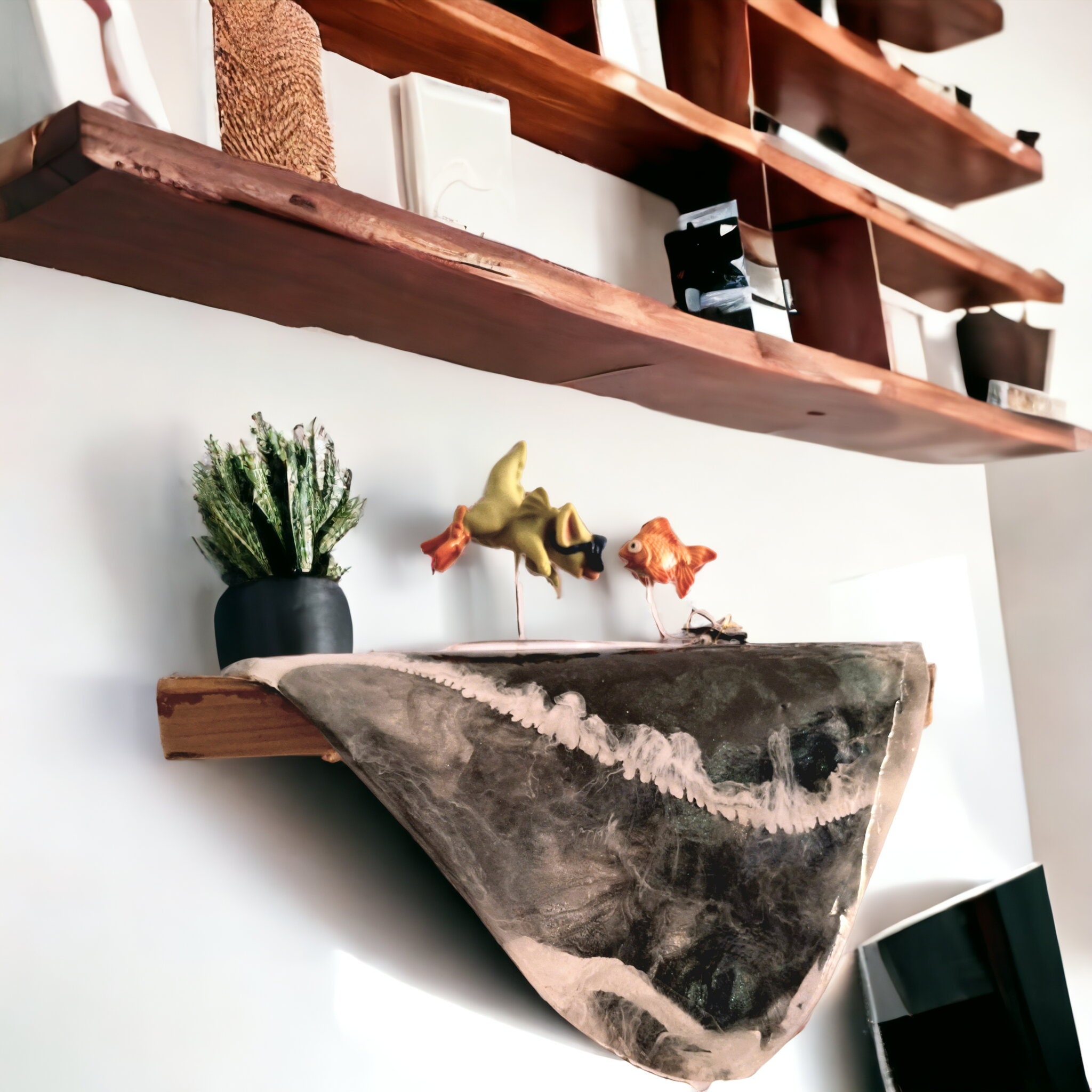 Stormy Floating Shelf-floating Wave Shelf, Wooden Floating Shelf - Etsy