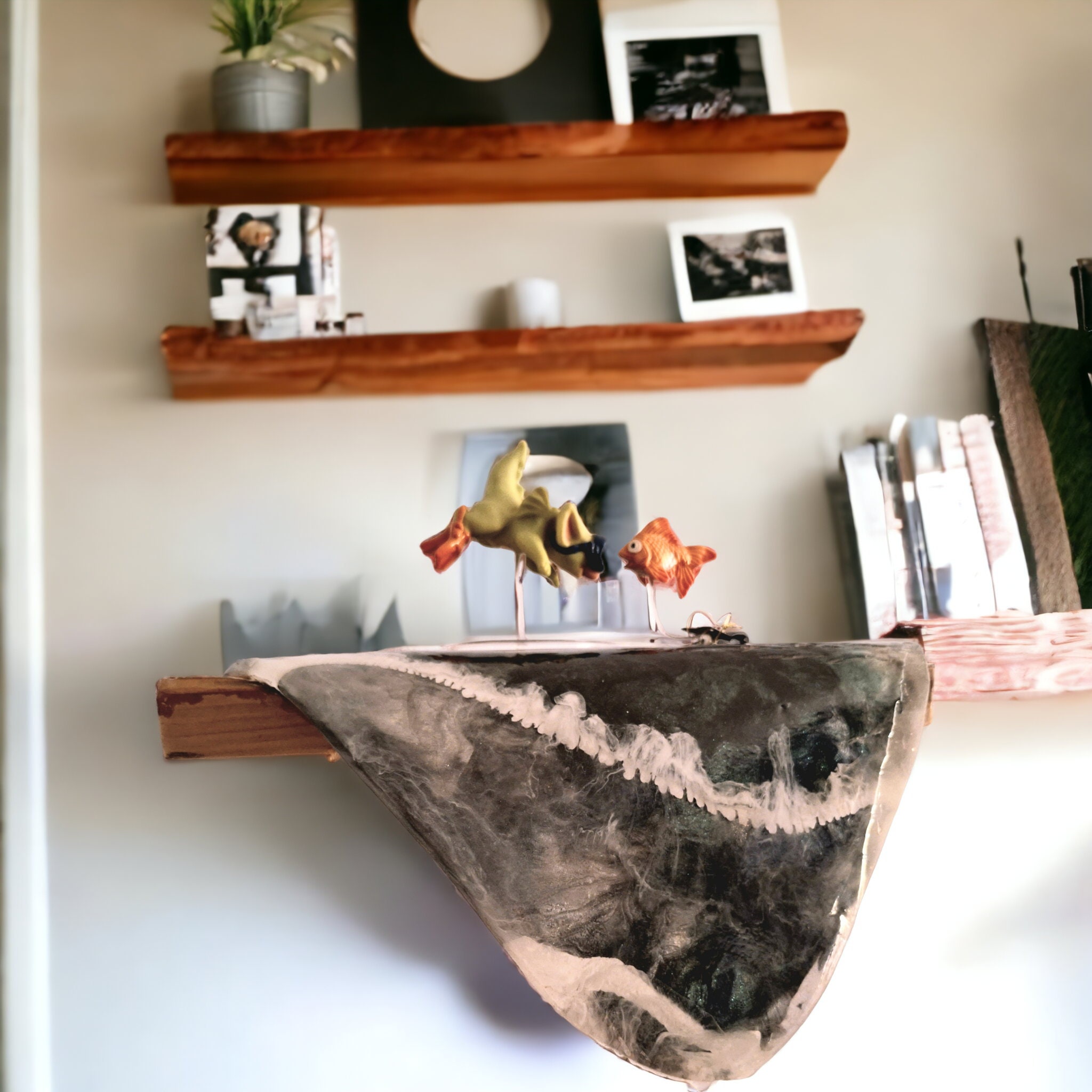 Stormy Floating Shelf-floating Wave Shelf, Wooden Floating Shelf - Etsy