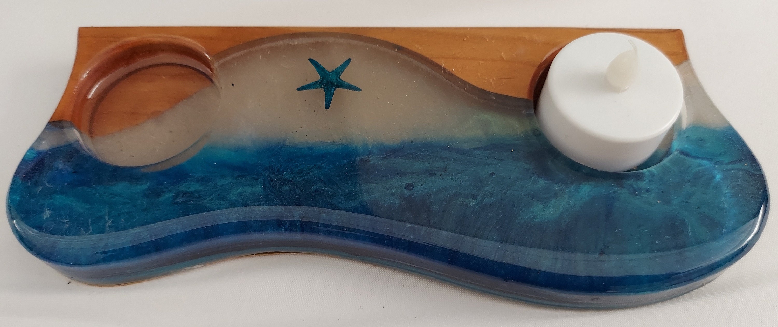 Tealight Candle Holder Beach Gift Ocean Resin Art Gift Ocean Kitchen ...