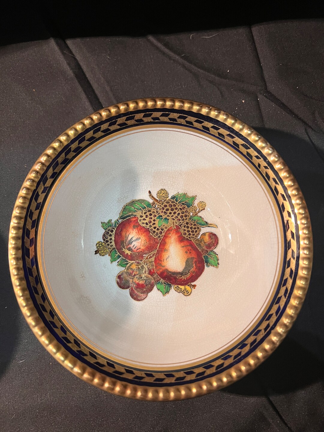 3 Solian Ware Soho Pottery Round Bowls Heavily Gilded With Pear Fruit ...