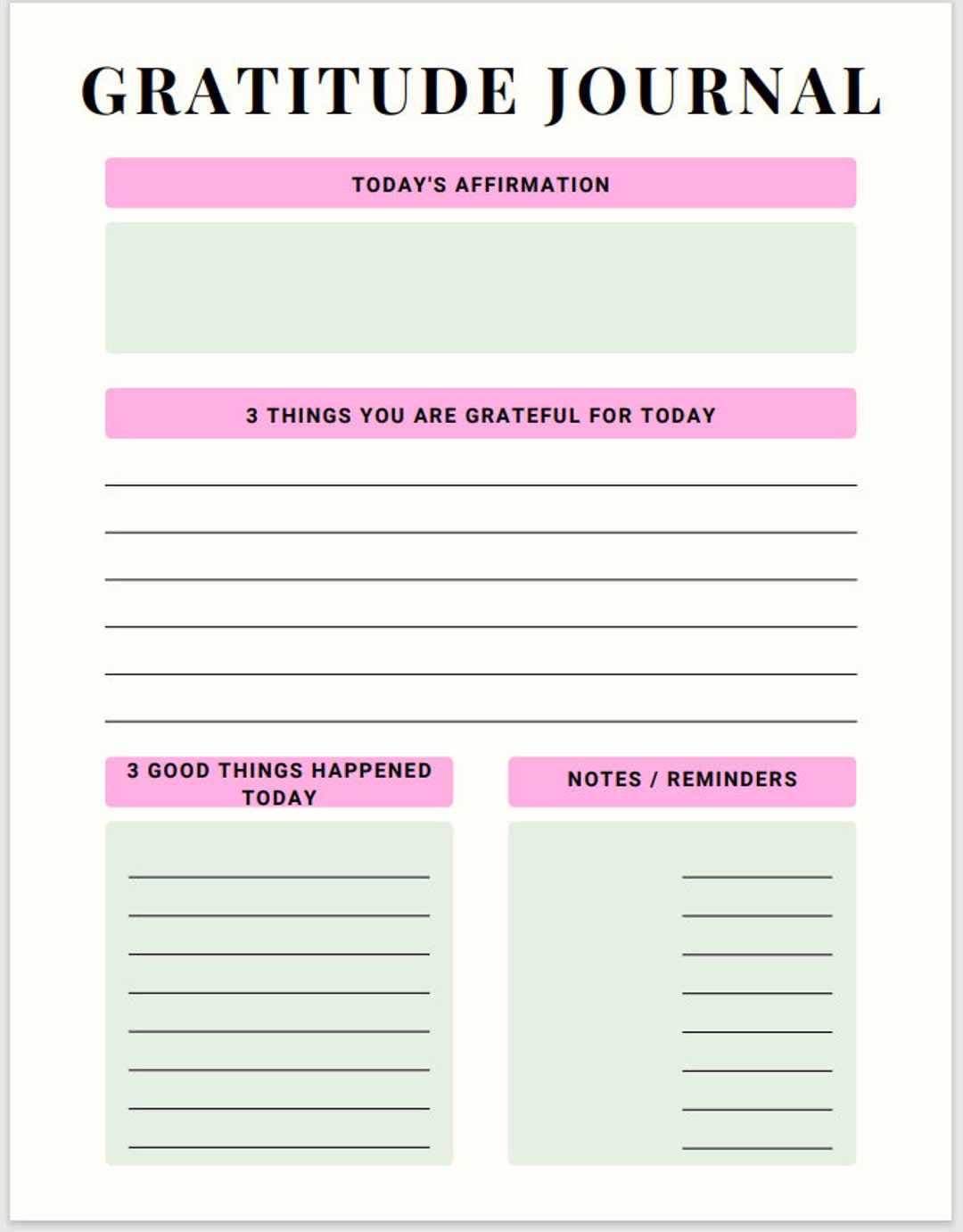 Gratitude Journal Printable Template, Thankfulness Journal, Gratitude ...