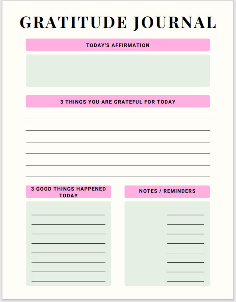 Gratitude Journal Printable Template, Thankfulness Journal, Gratitude ...