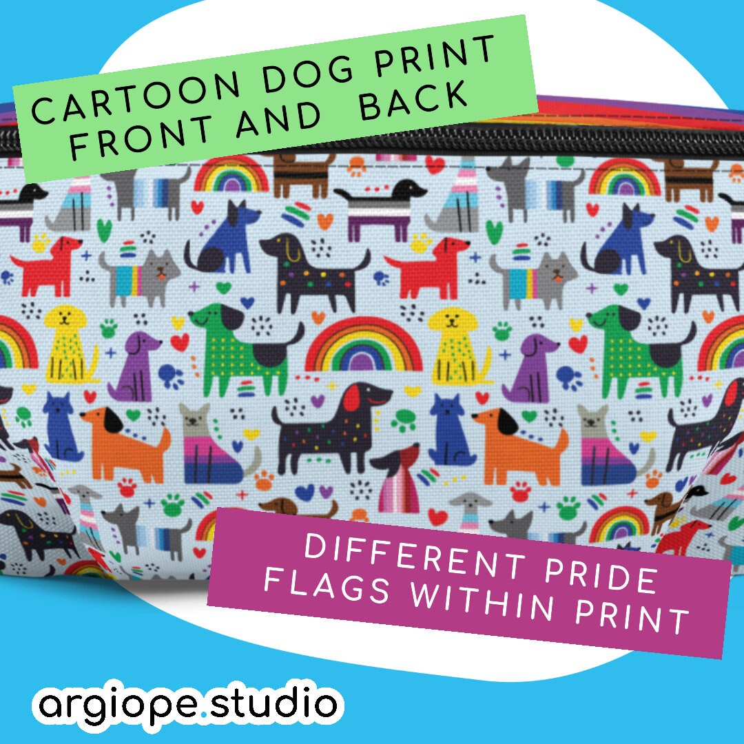 Pride Dog Cartoons | Fanny Pack | *inclusive, Pansexual, Bisexual, Gay ...