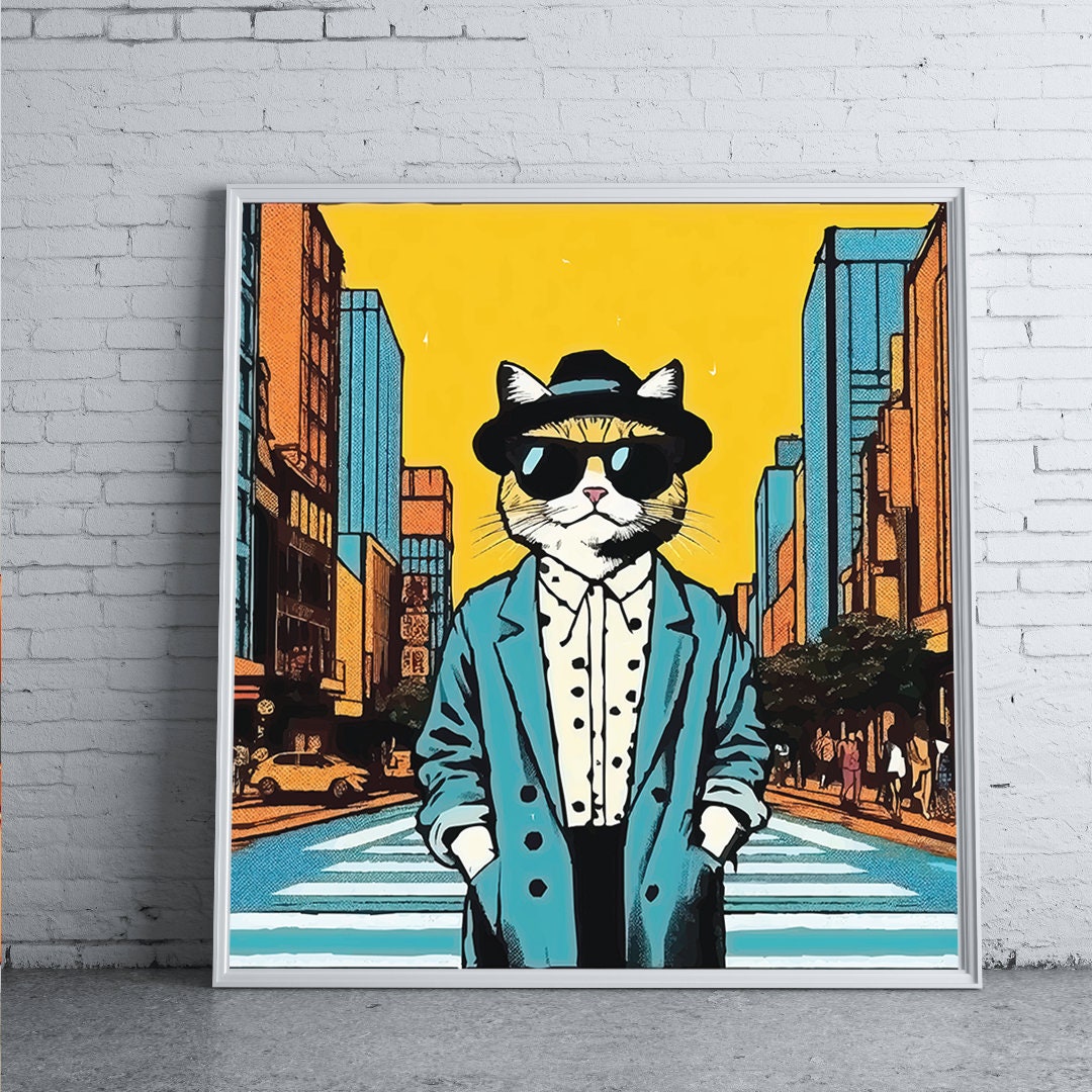 Cool Cat Popart Square Posters - Etsy