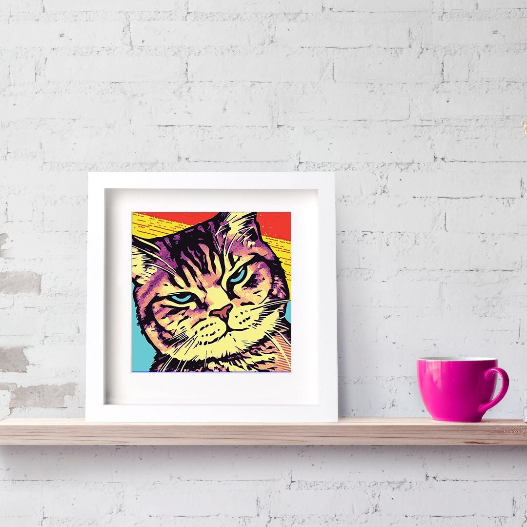 Pop Art Wall Art Judgmental Cat Poster Felix - Etsy
