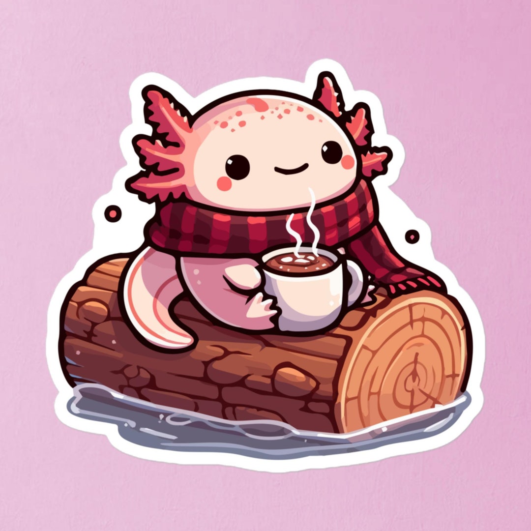 Cute and Cozy Fall Axolotl Sticker - Etsy