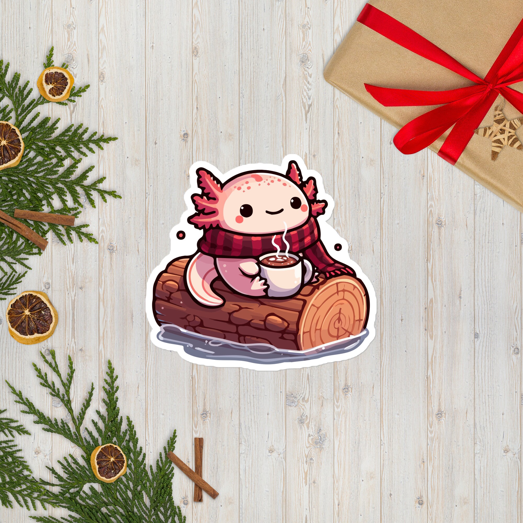 Cozy Fall Axolotl Sticker: Coffee and Scarf - Etsy