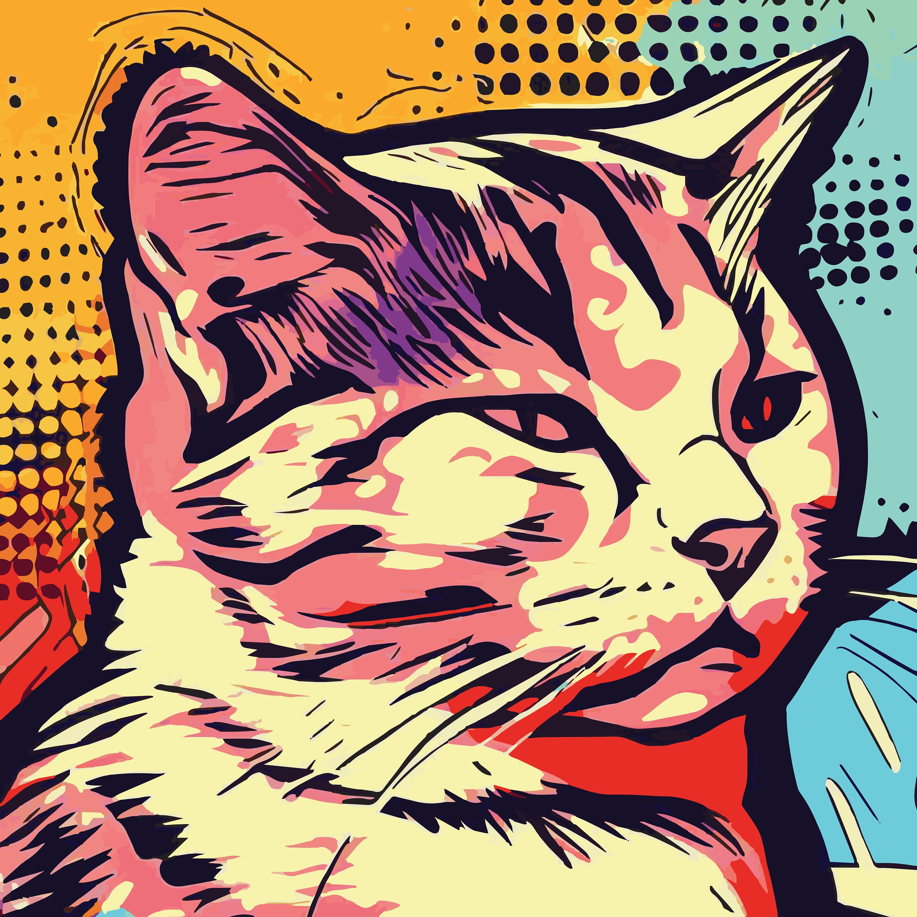 Downloadable Set of 4 Pop Art Judgmental Cats - Etsy