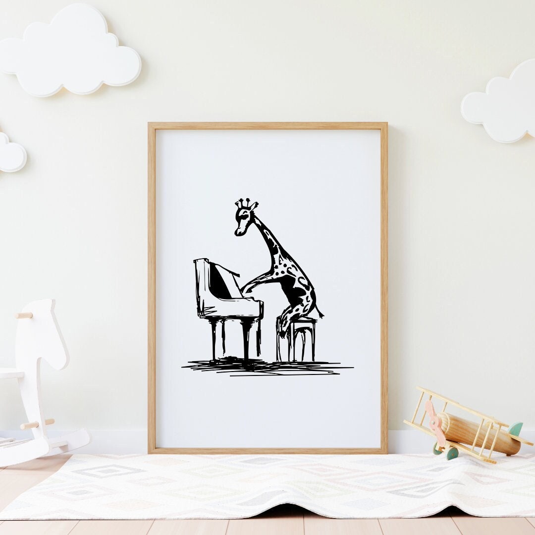 Giraffe Playing the Piano Poster in Multiple Sizes - Etsy