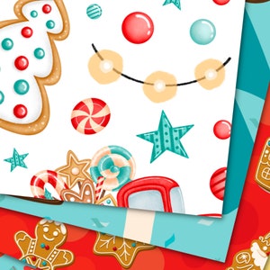 Gingerbread Man Christmas, Digital Paper Download, Peppermint, Red ...