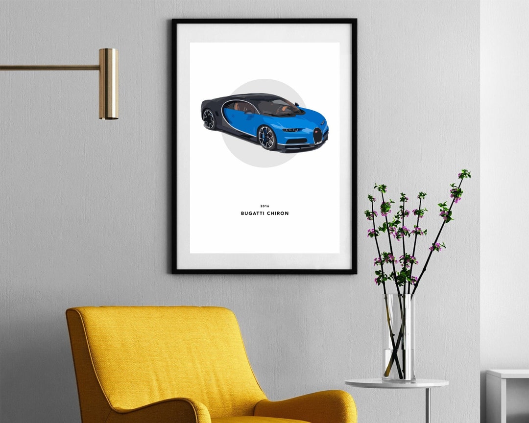 Printable 2016 Bugatti Chiron Racing Car Prints for Car Enthusiast ...