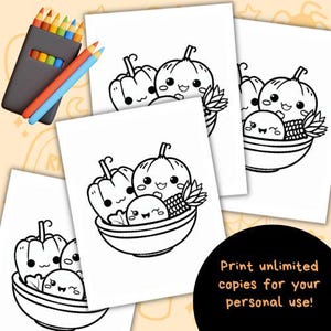 Fall Cute Kawaii Coloring Pages, Kids Fall Coloring Sheets, Fall Party ...