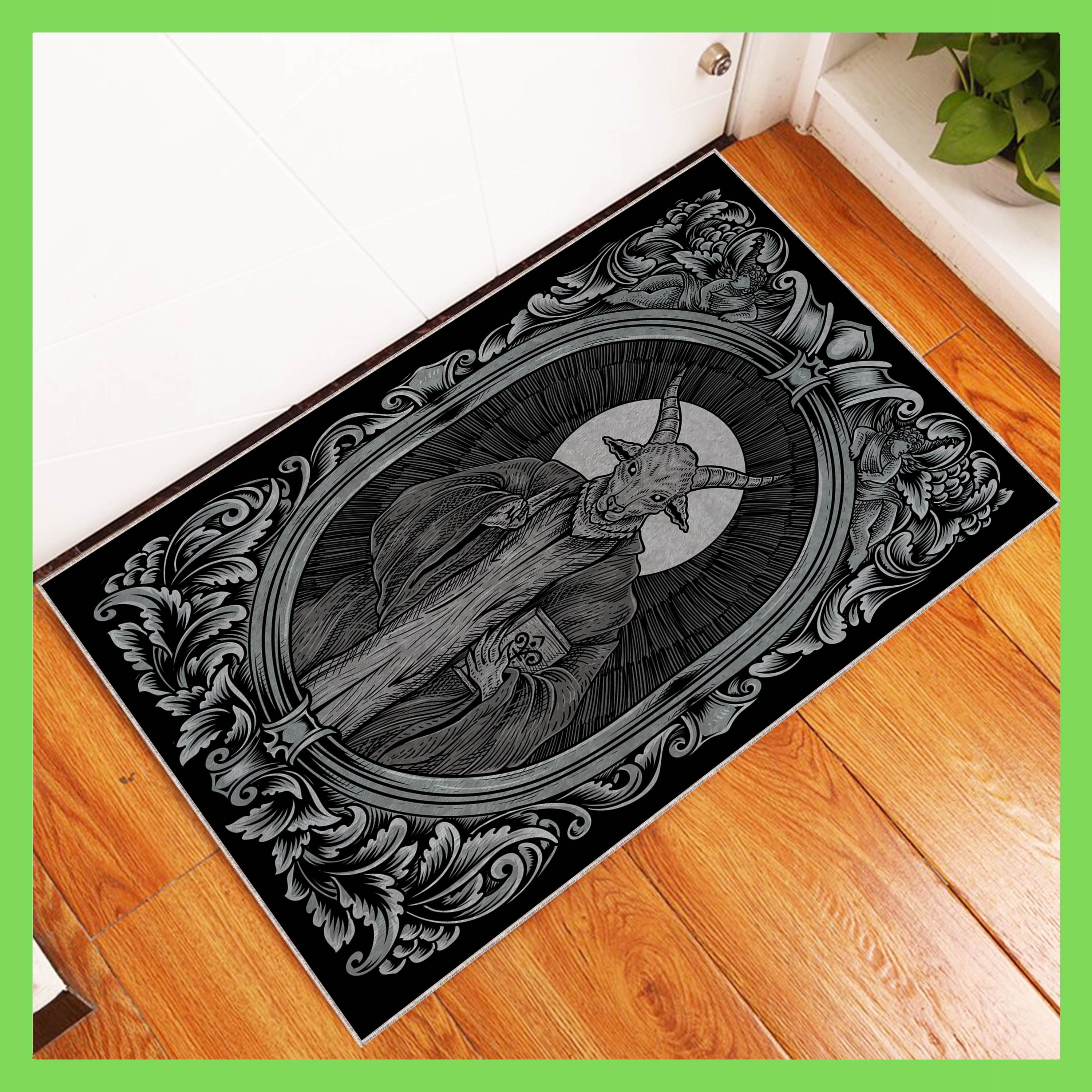 Baphomet Ornament Rug, Cool Satanic Decoration, Gothic Accent Rug, New ...