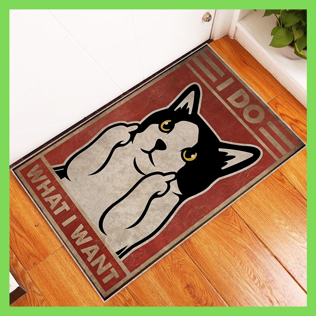 Funny Cat Rug&doormat, Rude Cat Middle Finger, Personalized Rug, Living ...