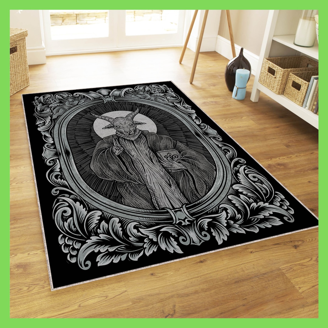 Baphomet Ornament Rug, Cool Satanic Decoration, Gothic Accent Rug, New ...