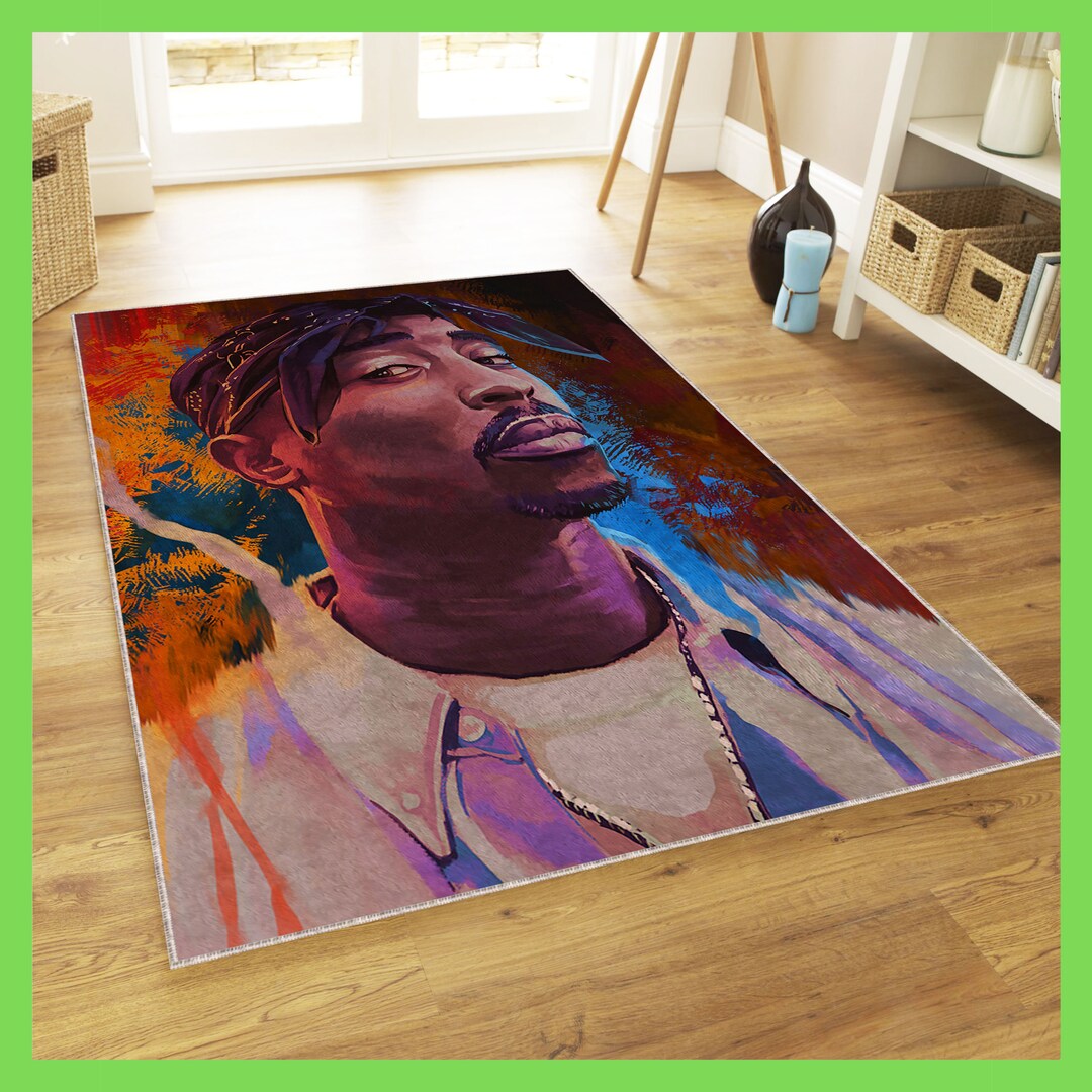 Tupac Portrait Rug, Cool Hip Hop Decoration, Rapper Rug - Etsy