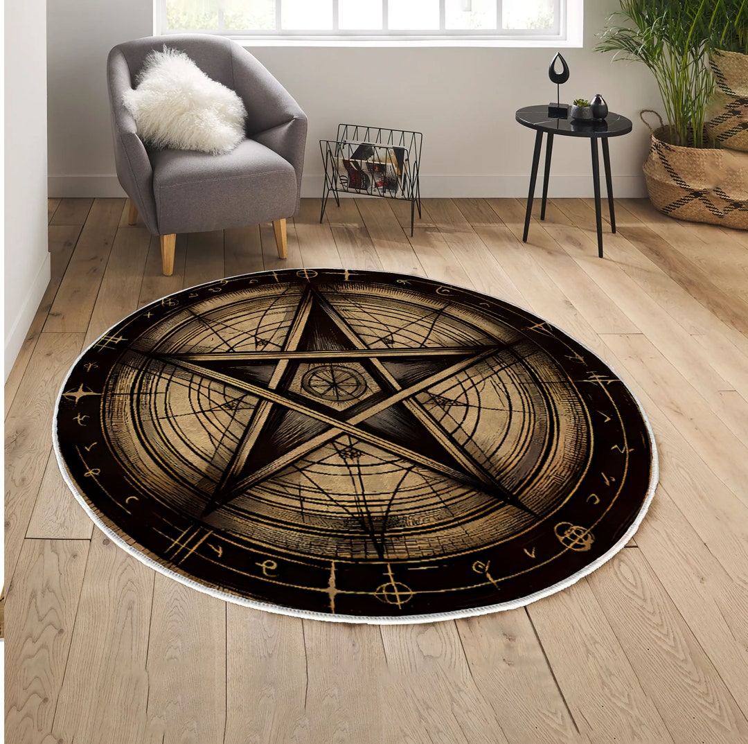 Gothic Area Rug, Summoning Circle Pentegram Decoration - Etsy