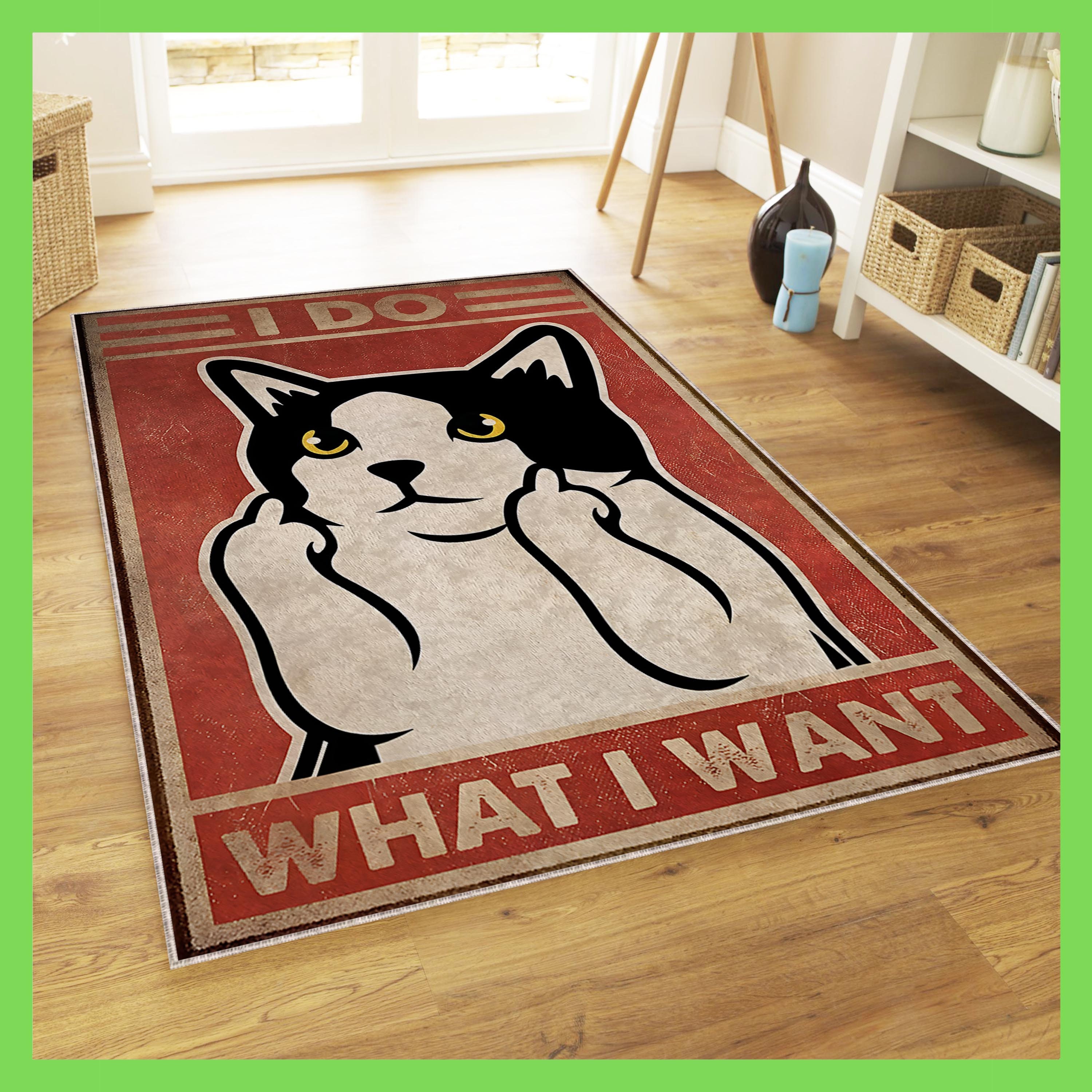 Funny Cat Rug&doormat, Rude Cat Middle Finger, Personalized Rug, Living ...