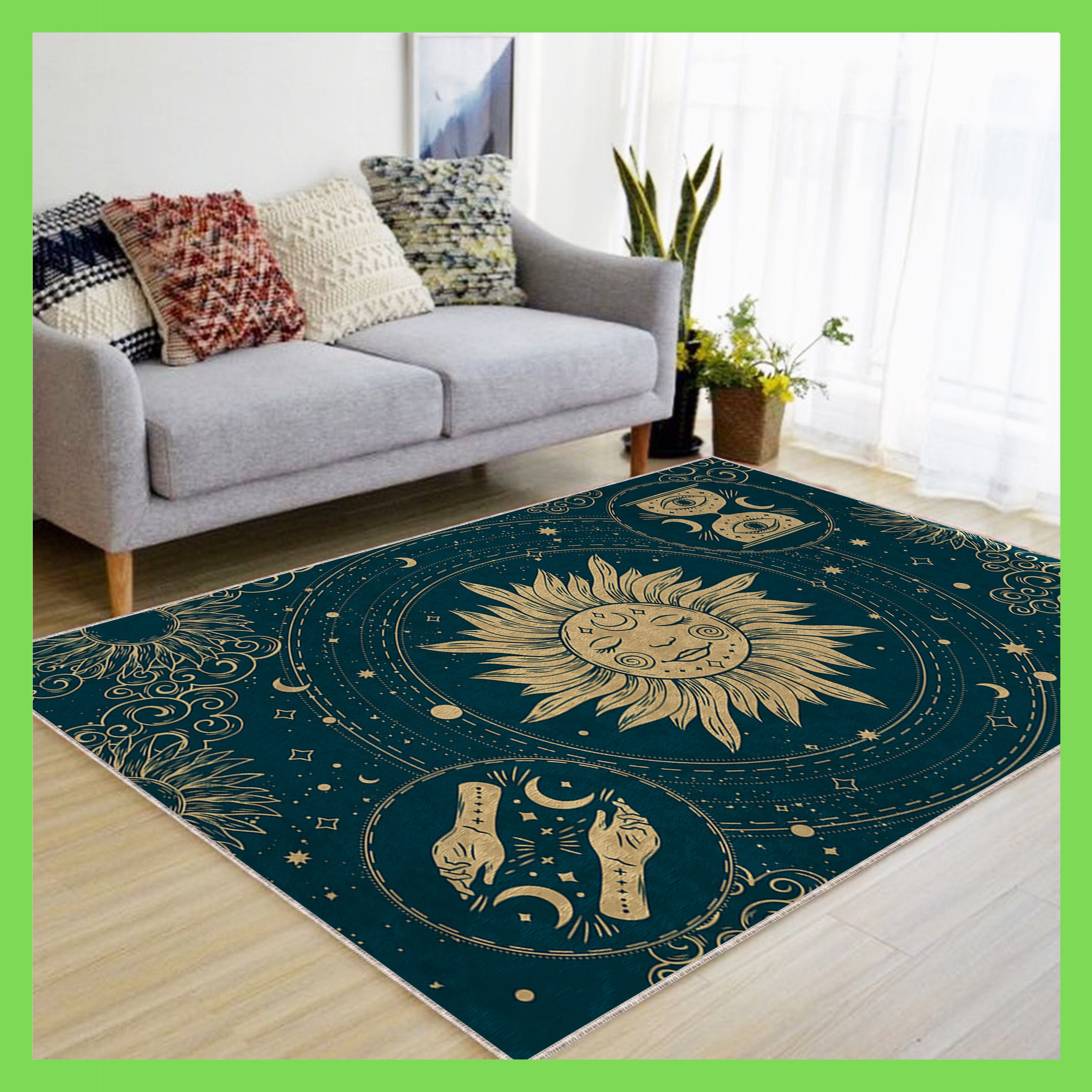 Sun Moon Area Rug Psychedelic Rug Bohemian Mystical Rug - Etsy