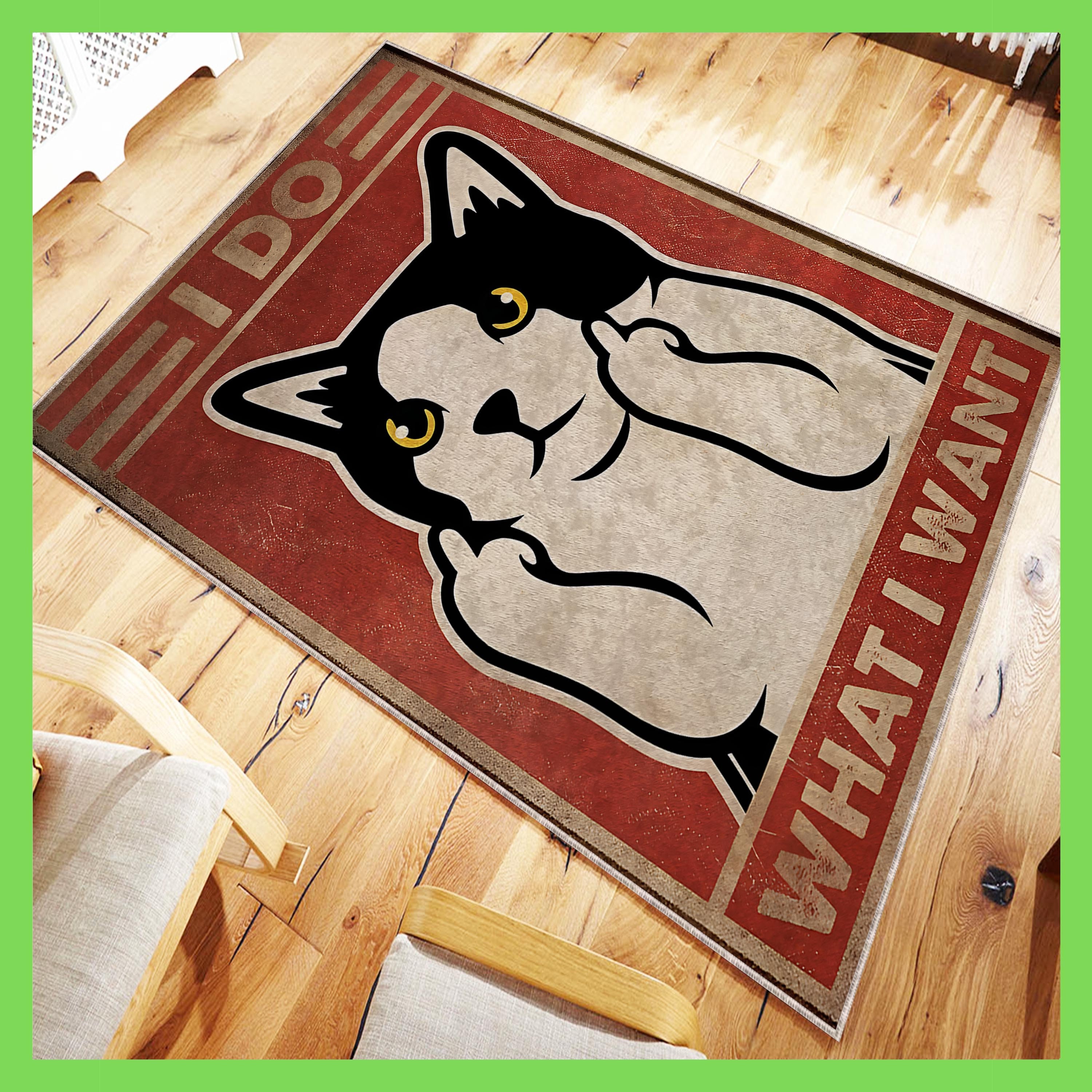 Funny Cat Rug&doormat, Rude Cat Middle Finger, Personalized Rug, Living ...
