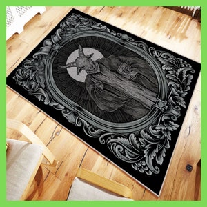 Baphomet Ornament Rug, Cool Satanic Decoration, Gothic Accent Rug, New ...