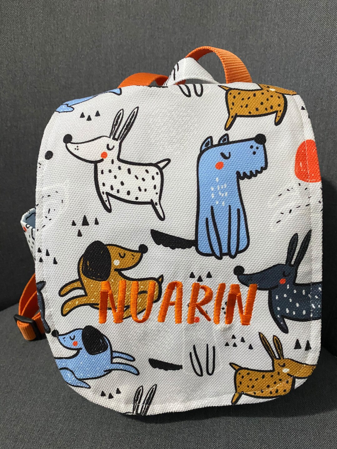 Custom Bouncing Dogs Pattern Backpack With Magnet Closure, Smocked ...