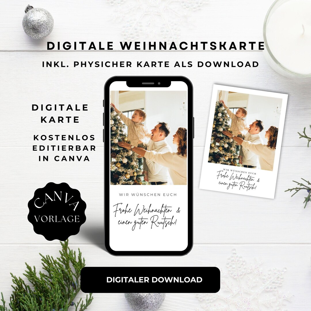 Digital Electronic Christmas Card for Whatsapp SMS Email - Etsy