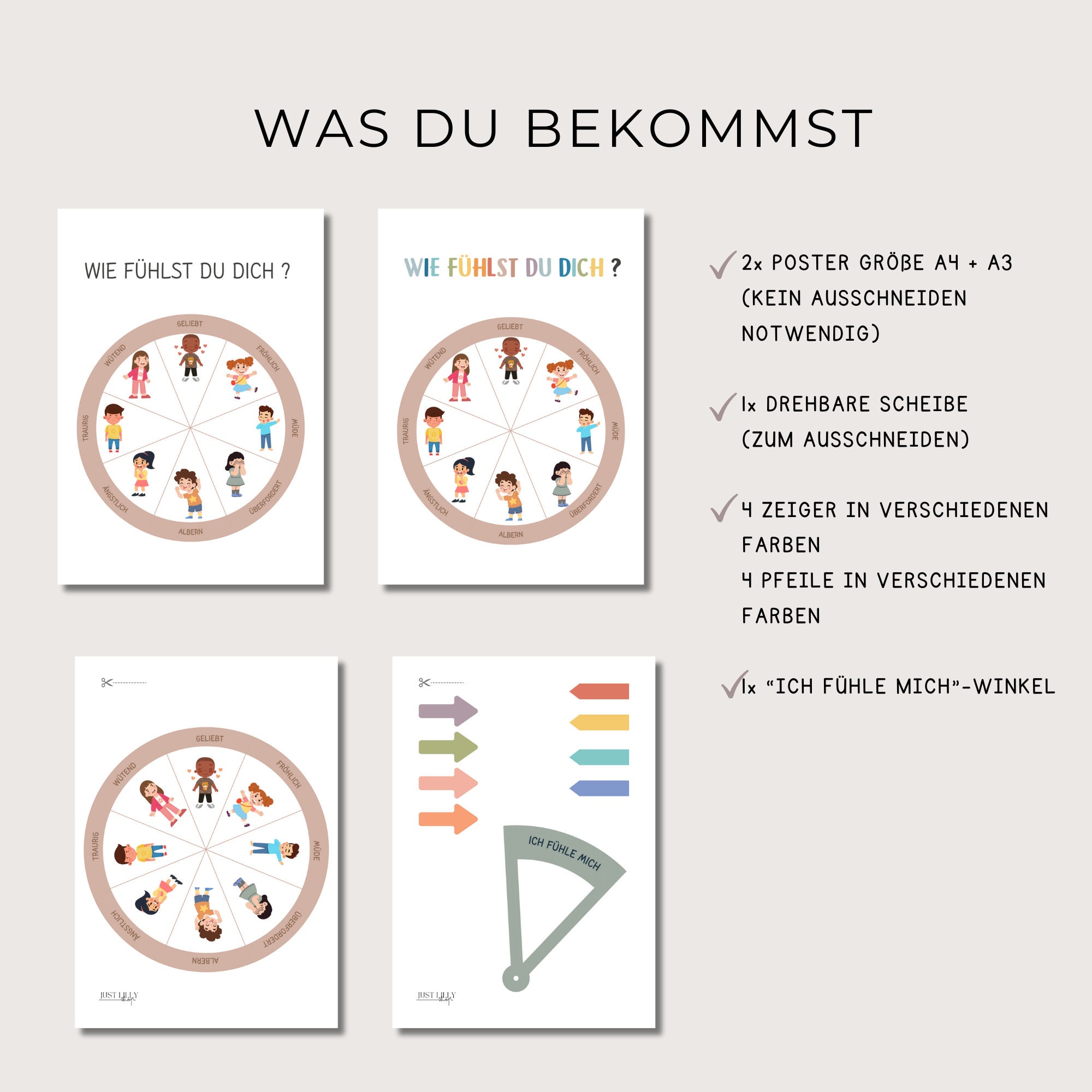 Feeling Wheel Children Montessori, Feeling Clock, Learning Feelings ...