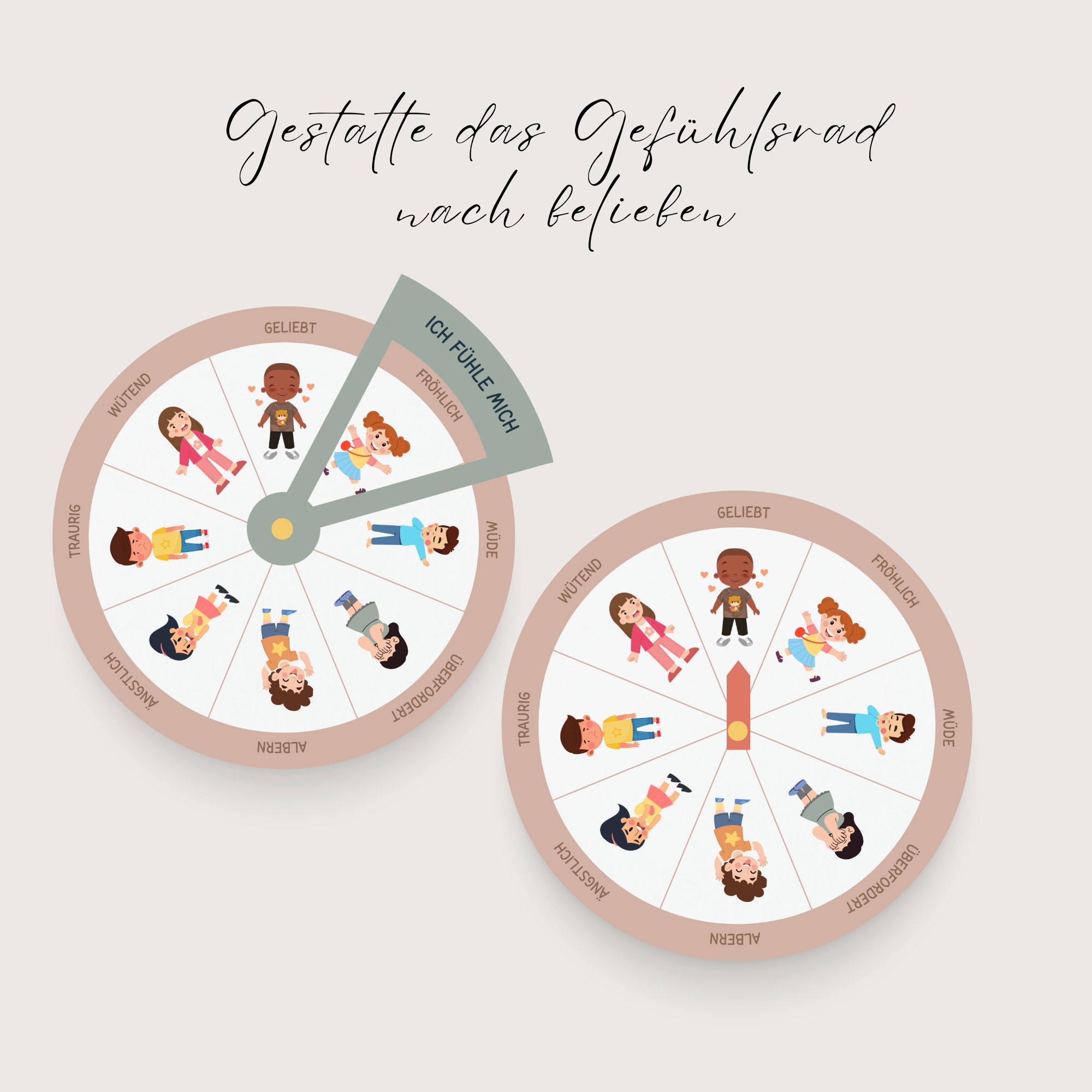 Feeling Wheel Children Montessori, Feeling Clock, Learning Feelings ...