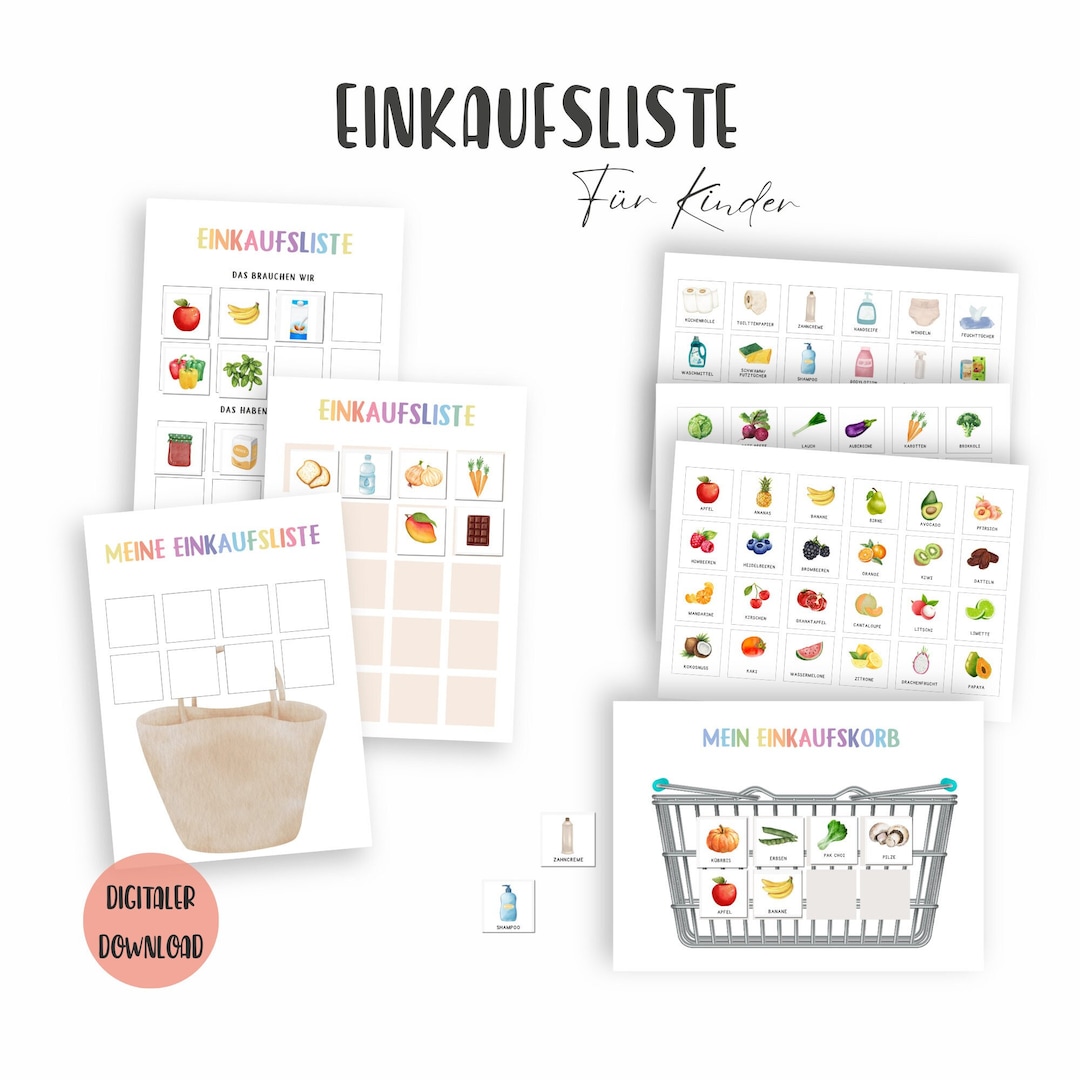 Children's Shopping List, Montessori Shopping List, Learning to Shop ...