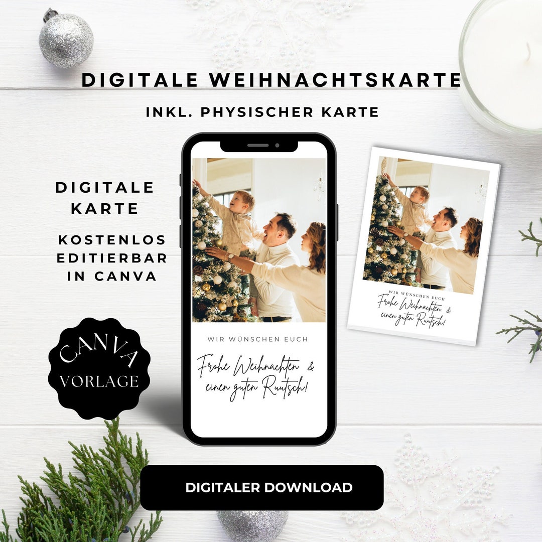 Digital, Electronic Christmas Card for Whatsapp, SMS, Email, Christmas ...